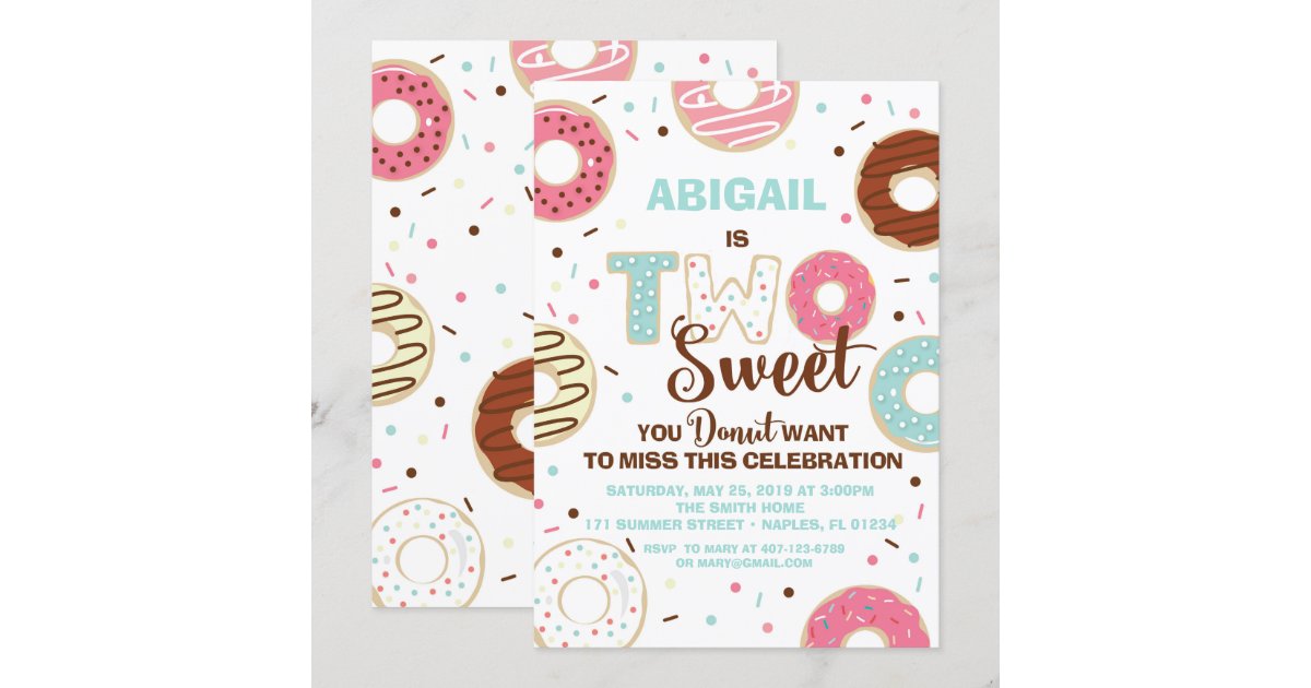 Donut Themed Birthday Invitation | Zazzle