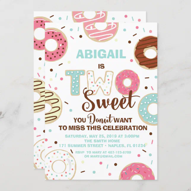Donut Themed Birthday Invitation | Zazzle