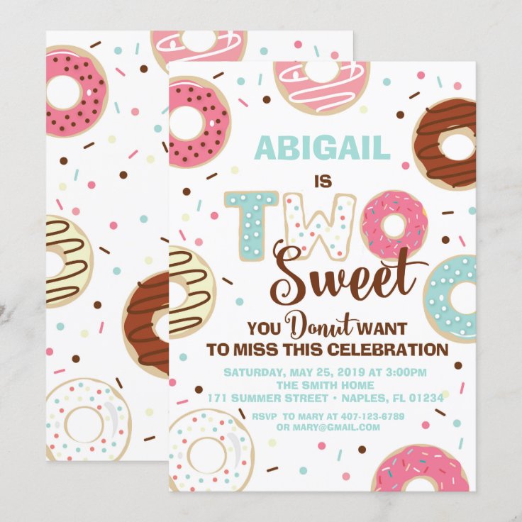 Donut Themed Birthday Invitation | Zazzle