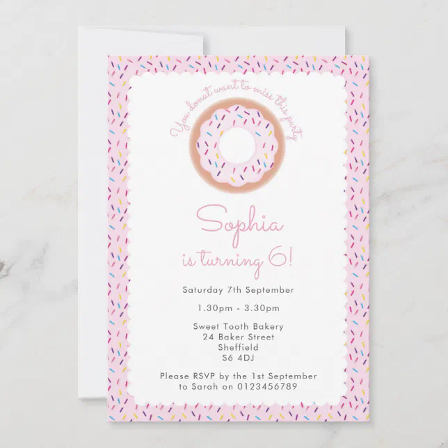 Donut themed birthday party invitation | Zazzle