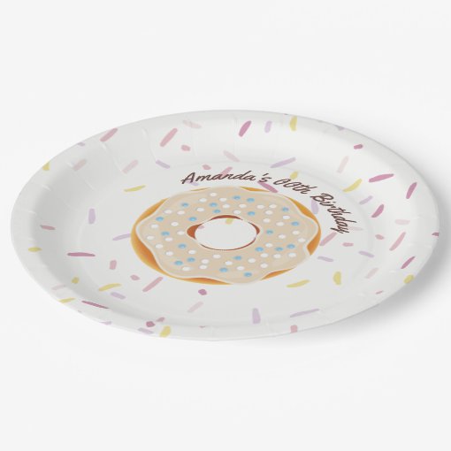 Donut themed Birthday Party personalized Paper Plates | Zazzle