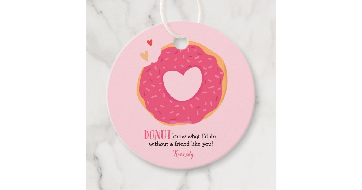Donut Valentine Classic Round Sticker Favor Tags | Zazzle