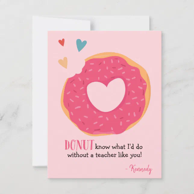Donut Valentine Holiday Teacher Card | Zazzle