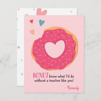 Donut Valentine Holiday Teacher Card | Zazzle