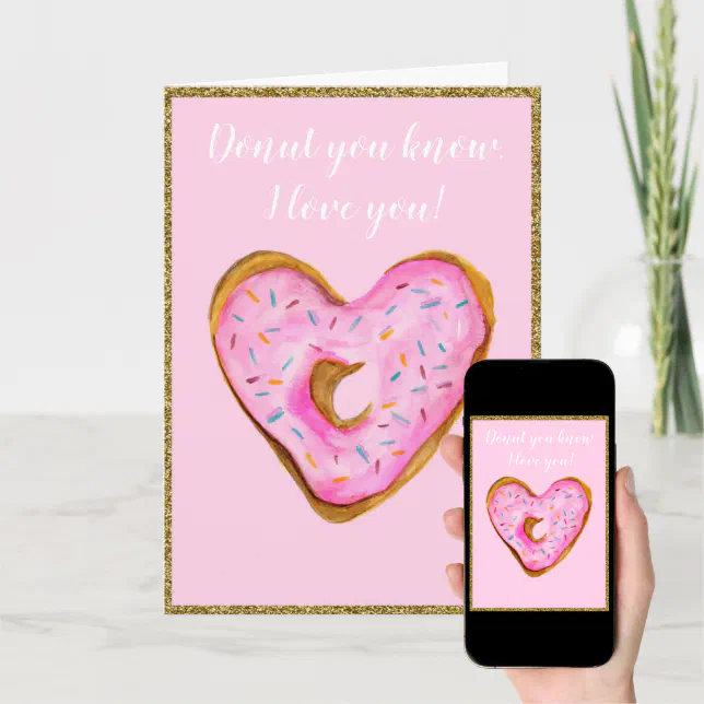 Donut You Know, I Love You! Pink Donut Valentine's Holiday Card | Zazzle