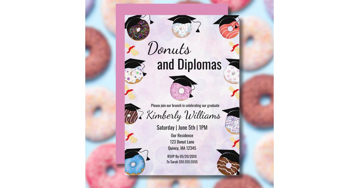 Donuts and Degrees Graduation Brunch Invitation | Zazzle