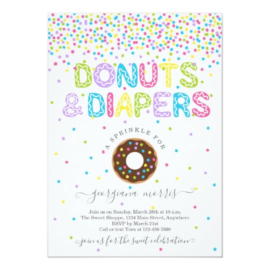 Donuts and Diapers Sprinkle Baby Shower Invitation | Zazzle.com