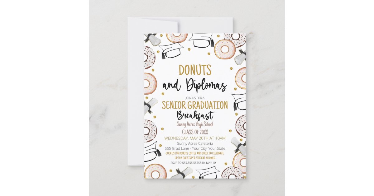Donuts and Diplomas Graduation Celebration Invitation | Zazzle