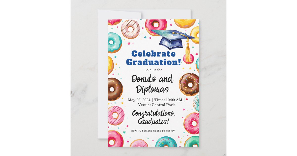 Donuts and Diplomas – Graduation Party Decor Invitation | Zazzle
