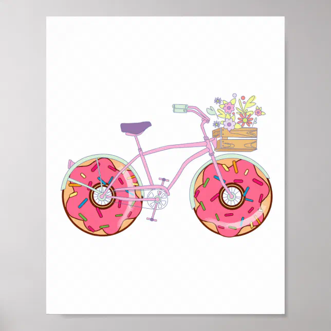 Donuts Bike - Funny Bicycle with Doughnut Wheels Poster | Zazzle