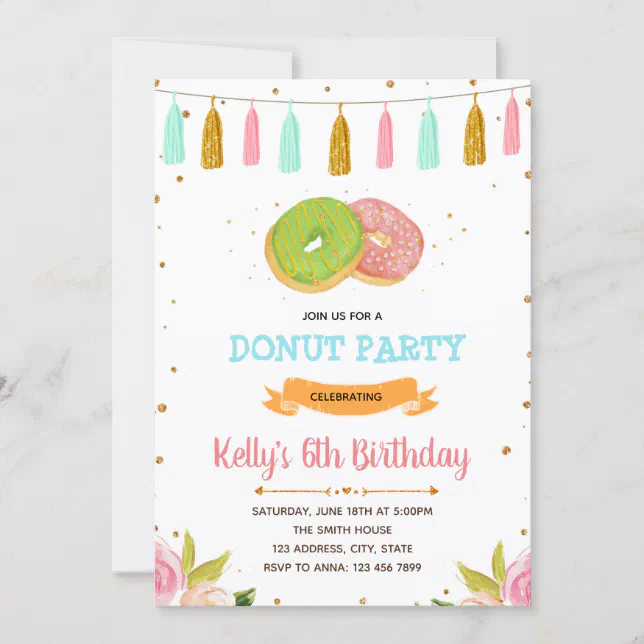 Donuts birthday party invitation | Zazzle