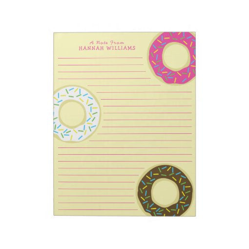 Donuts Cute Kid's Personal Stationary Notepad | Zazzle