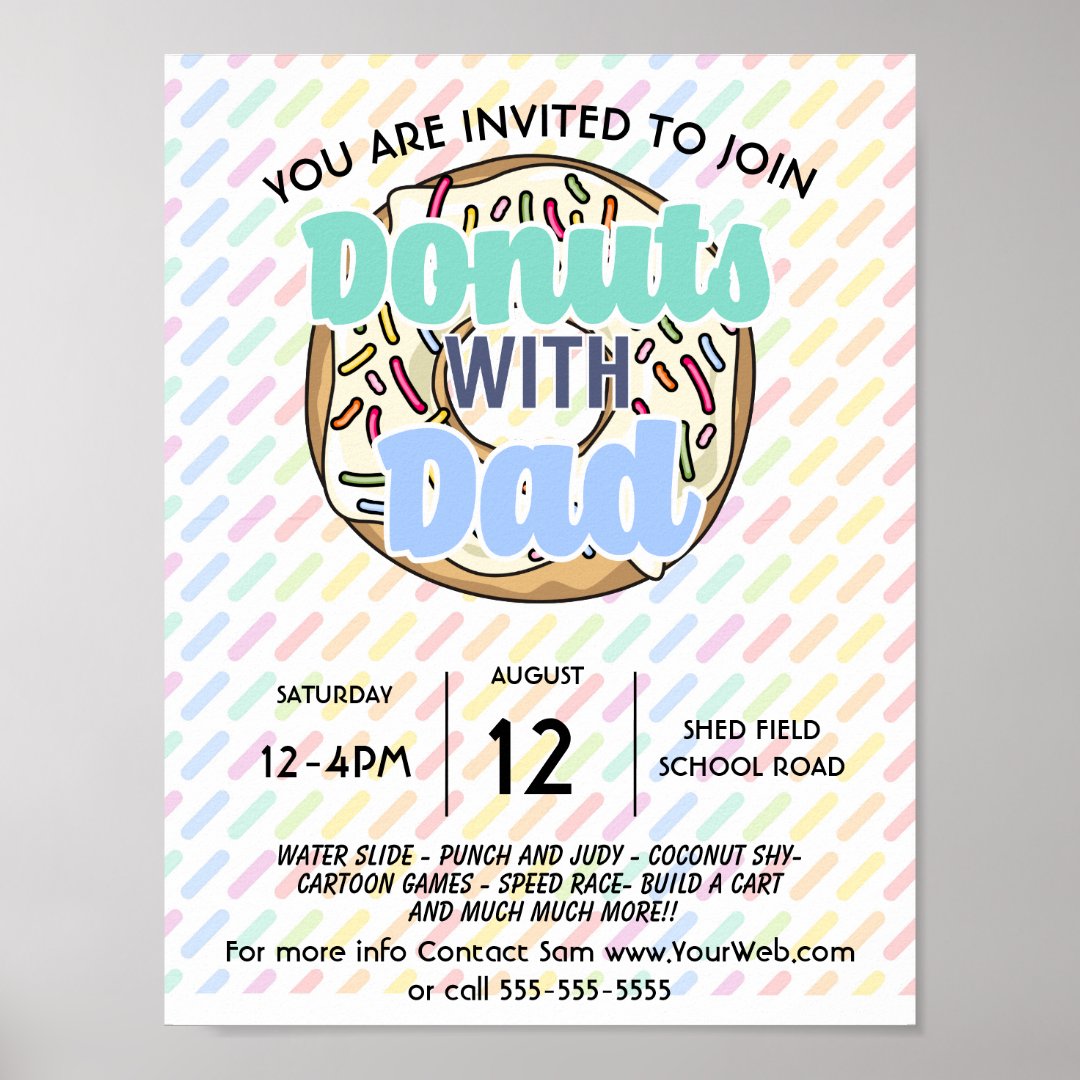 donuts with Dad school PTO PTA fundraiser Poster | Zazzle