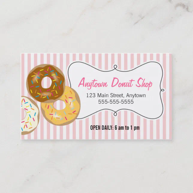 Donuts with Sprinkles, Donut Shop Business Card | Zazzle