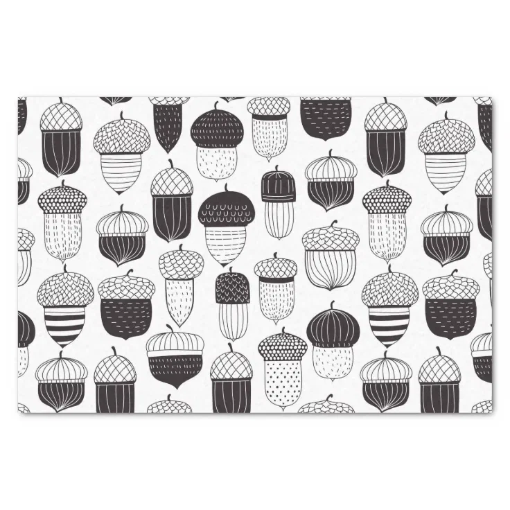 Doodle acorns autumn pattern tissue paper | Zazzle