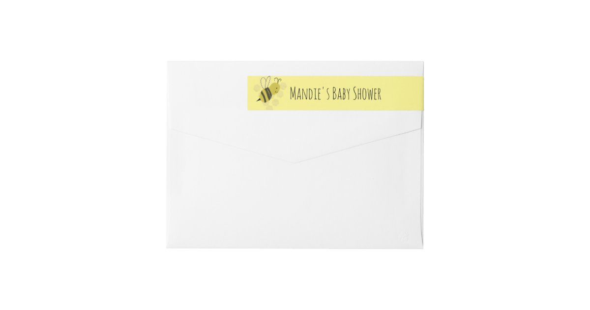 Doodle Bee Baby Shower Yellow Wrap Around Label | Zazzle
