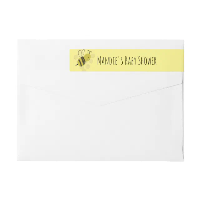 Doodle Bee Baby Shower Yellow Wrap Around Label | Zazzle