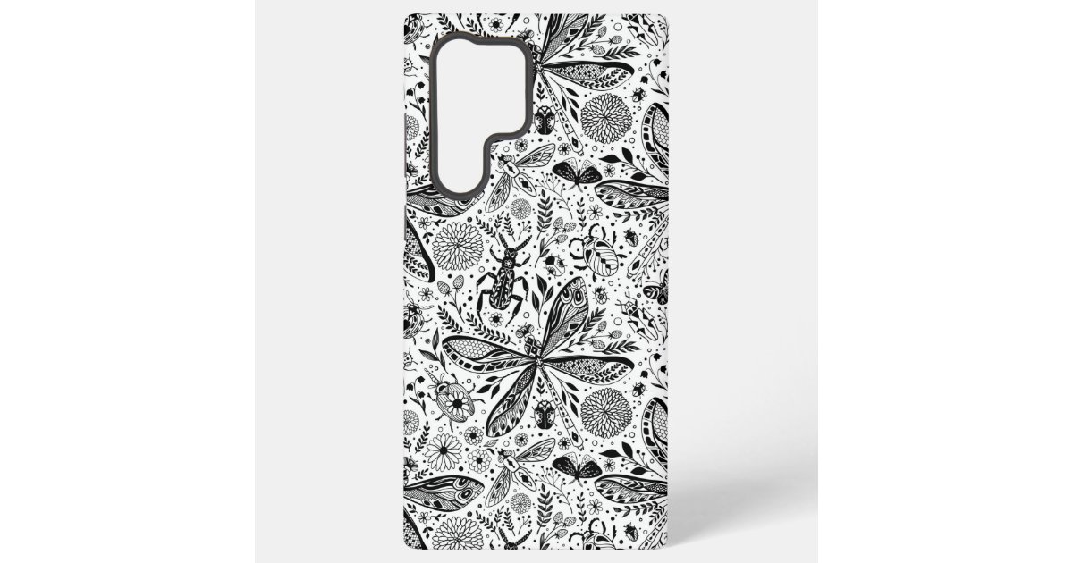 Doodle bugs on dark blue samsung galaxy case | Zazzle