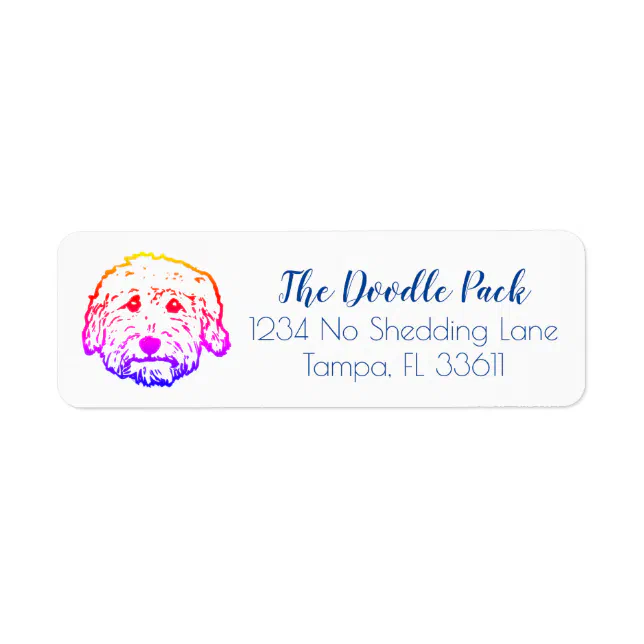 Doodle dog return address label stickers | Zazzle