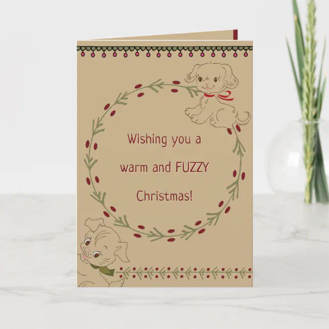 Doodle Dogs Warm and Fuzzy Christmas Personalized Holiday Card | Zazzle
