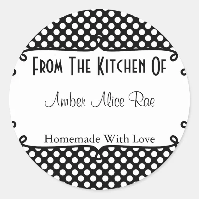 Doodle Frame Black&White Polka Dot Treat Classic Round Sticker | Zazzle