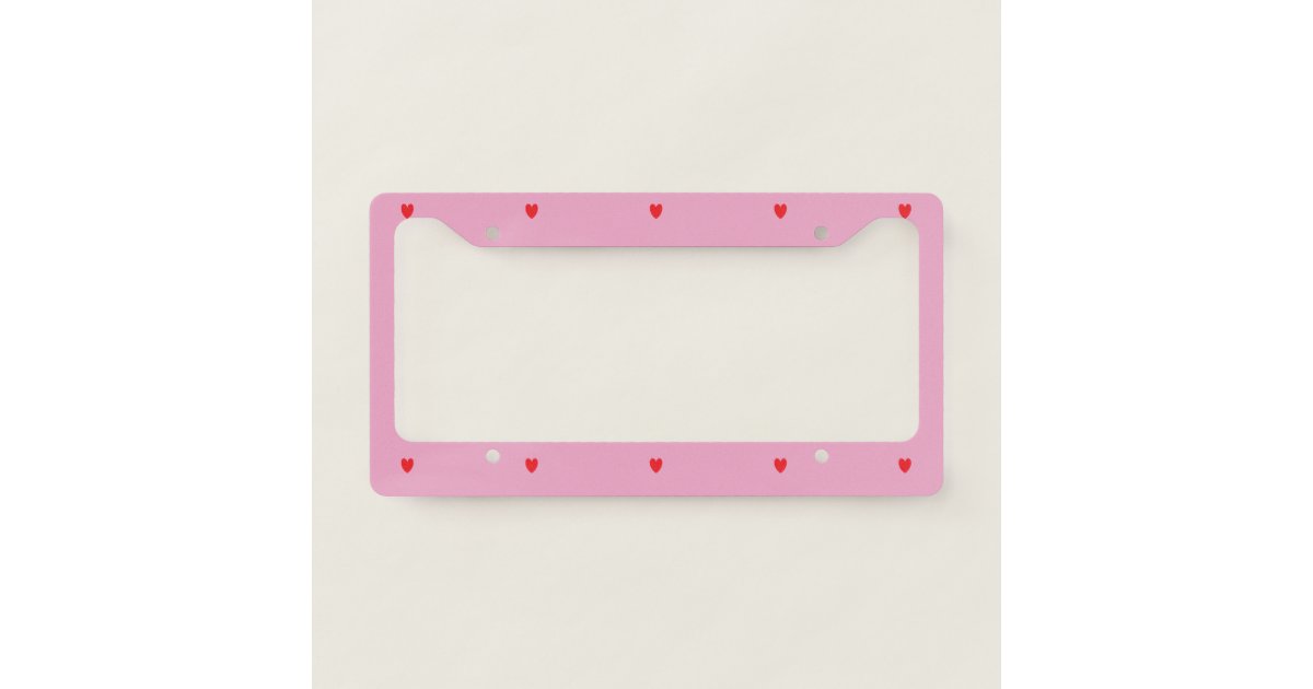 Doodle Heart Patterns Red Pink Custom Cute Pretty License Plate Frame ...