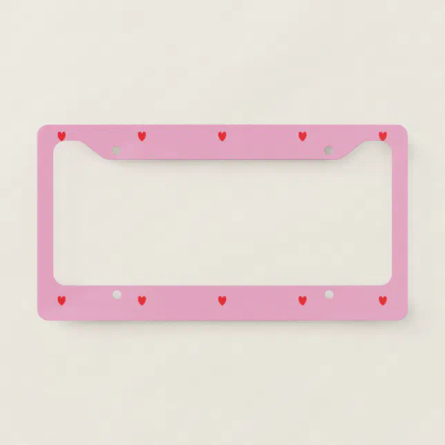 Doodle Heart Patterns Red Pink Custom Cute Pretty License Plate Frame ...