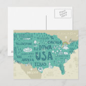 Doodle Map Of USA Postcard | Zazzle