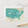 Doodle Map Of USA Postcard | Zazzle