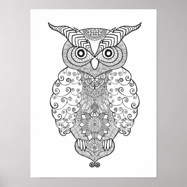 Doodle Owl 2 Poster | Zazzle