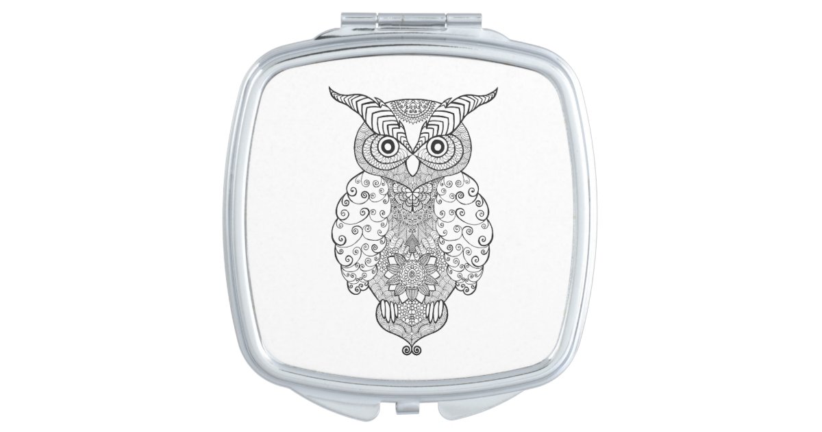 Doodle Owl Compact Mirror | Zazzle