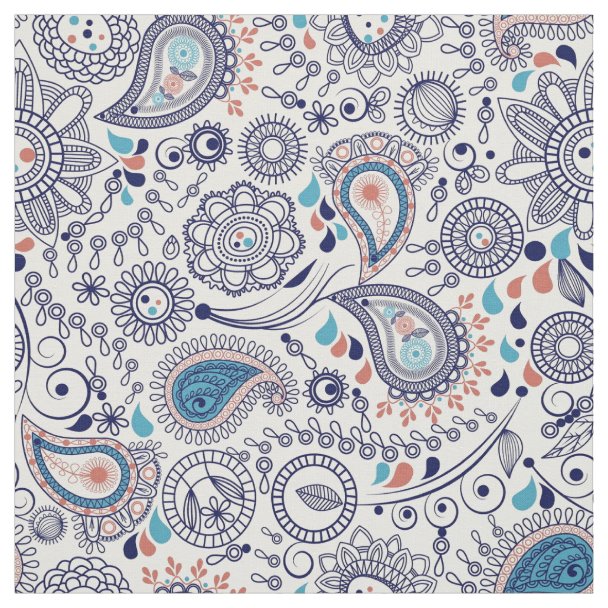 Turquoise Persian Boteh Paisley Pattern Fabric | Zazzle
