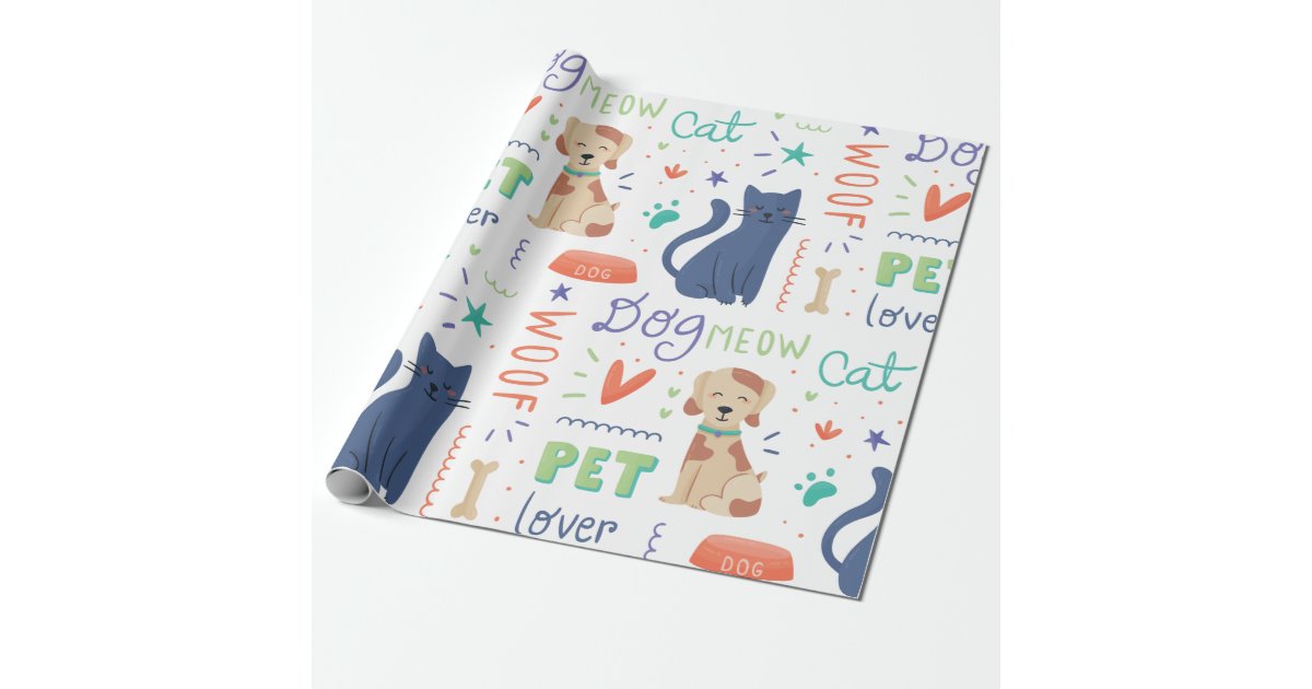 Doodle Pet Lovers Wrapping Paper | Zazzle