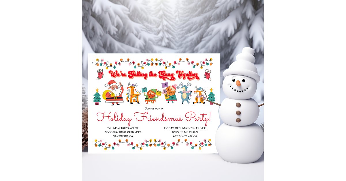 Doodle Santa's Helpers Office Friendsmas Party Invitation | Zazzle