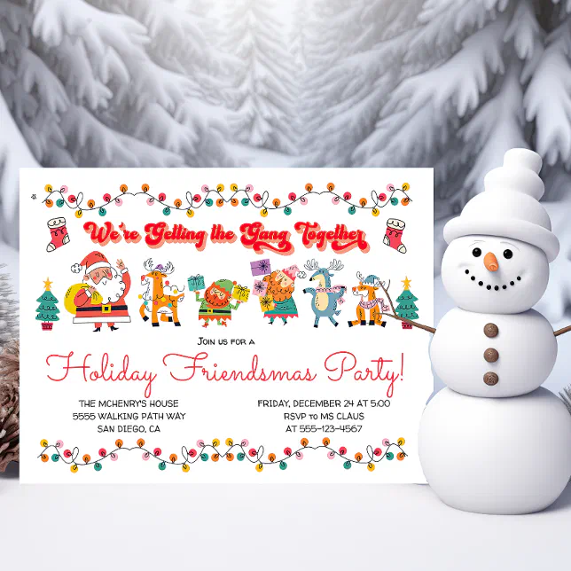 Doodle Santa's Helpers Office Friendsmas Party Invitation | Zazzle