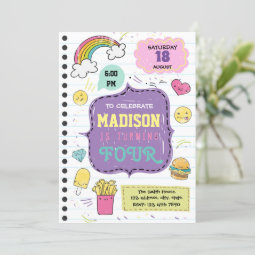 Doodle sleepover party invitation | Zazzle