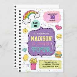 Doodle sleepover party invitation | Zazzle