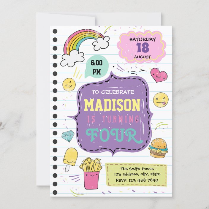 Doodle sleepover party invitation | Zazzle.com