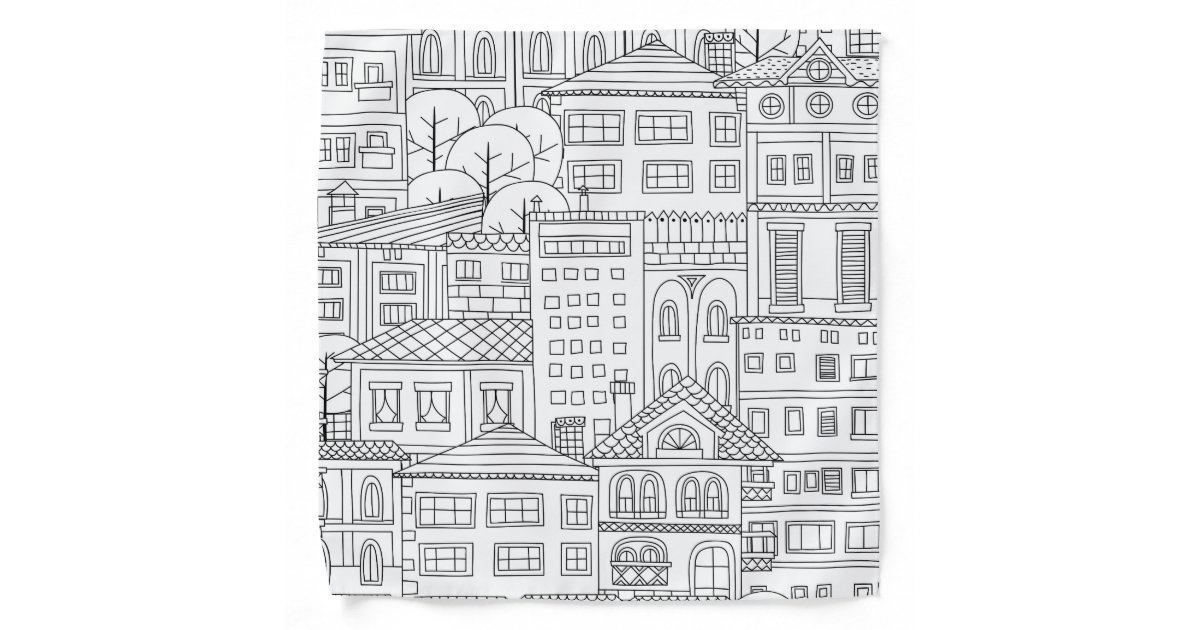 Doodle town pattern bandana | Zazzle