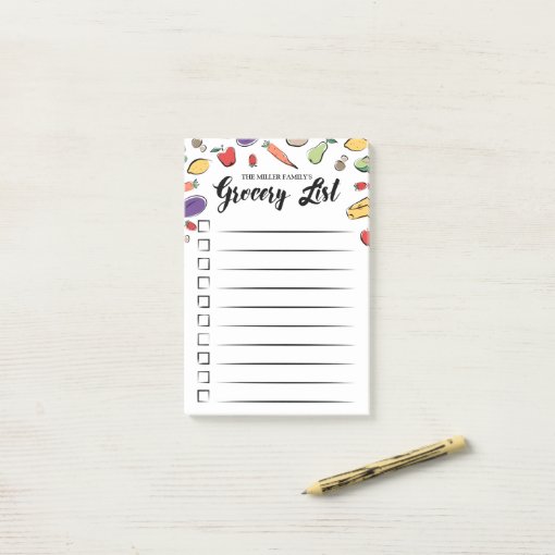 Doodled Checkbox Grocery List Post-it Notes | Zazzle