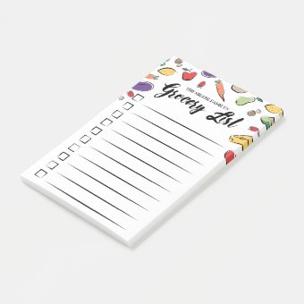 Doodled Checkbox Grocery List Post-it Notes | Zazzle