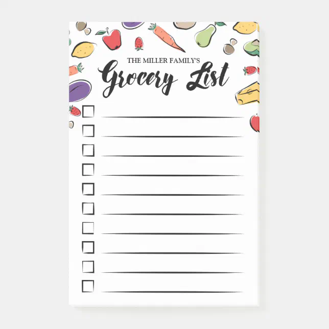 Doodled Checkbox Grocery List Post-it Notes | Zazzle