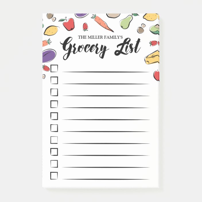 Doodled Checkbox Grocery List Post-it Notes | Zazzle.com