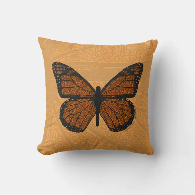 Doodled Monarch Pillow | Zazzle