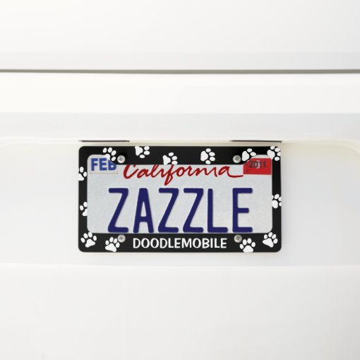 DOODLEMOBILE - Paw Prints - Custom Dog Lover's License Plate Frame | Zazzle