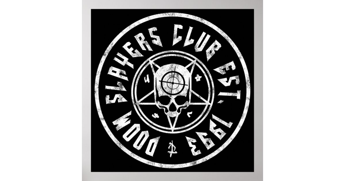 Doom Slayers Club Doom Eternal Emblem White Pr Poster | Zazzle
