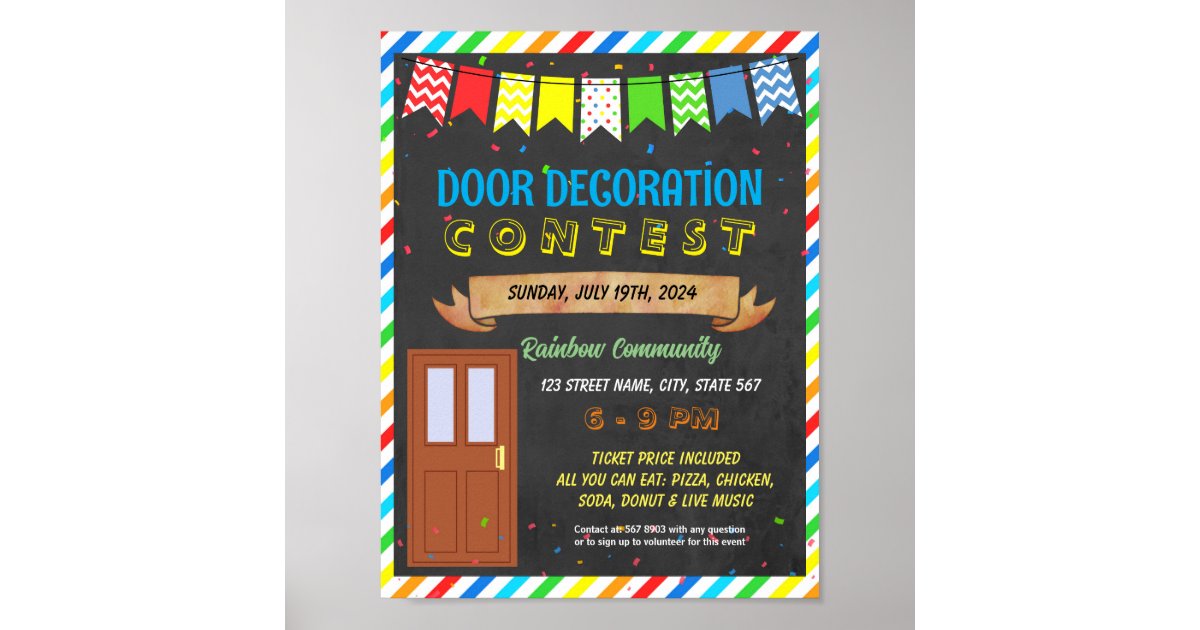 Door decoration contest school event template | Zazzle