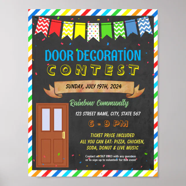 Door decoration contest school event template | Zazzle
