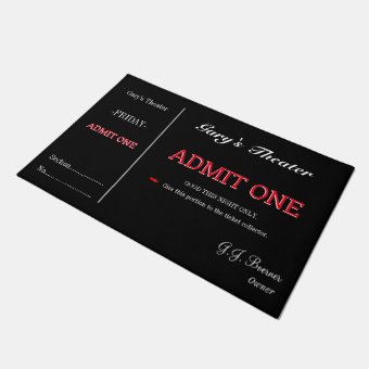 Doormat Home Movie Theater TV Room Ticket Rug | Zazzle