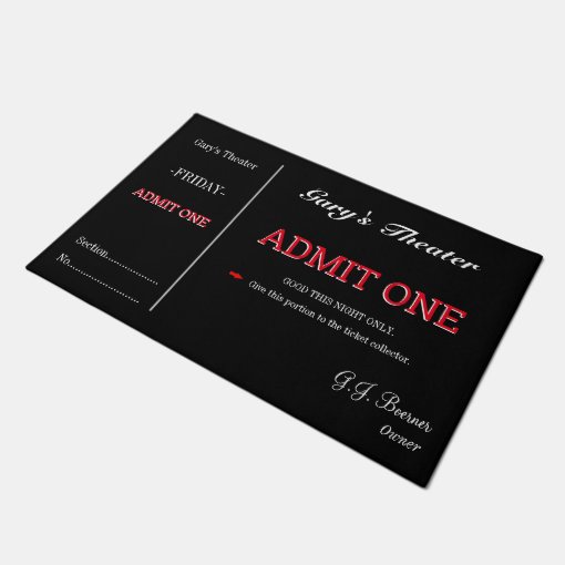 Doormat Home Movie Theater TV Room Ticket Rug | Zazzle